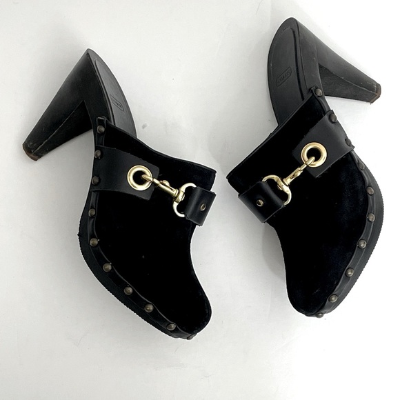 Coach | Shoes | Coach Vintage Felicia Black Signature Logo Studded ...